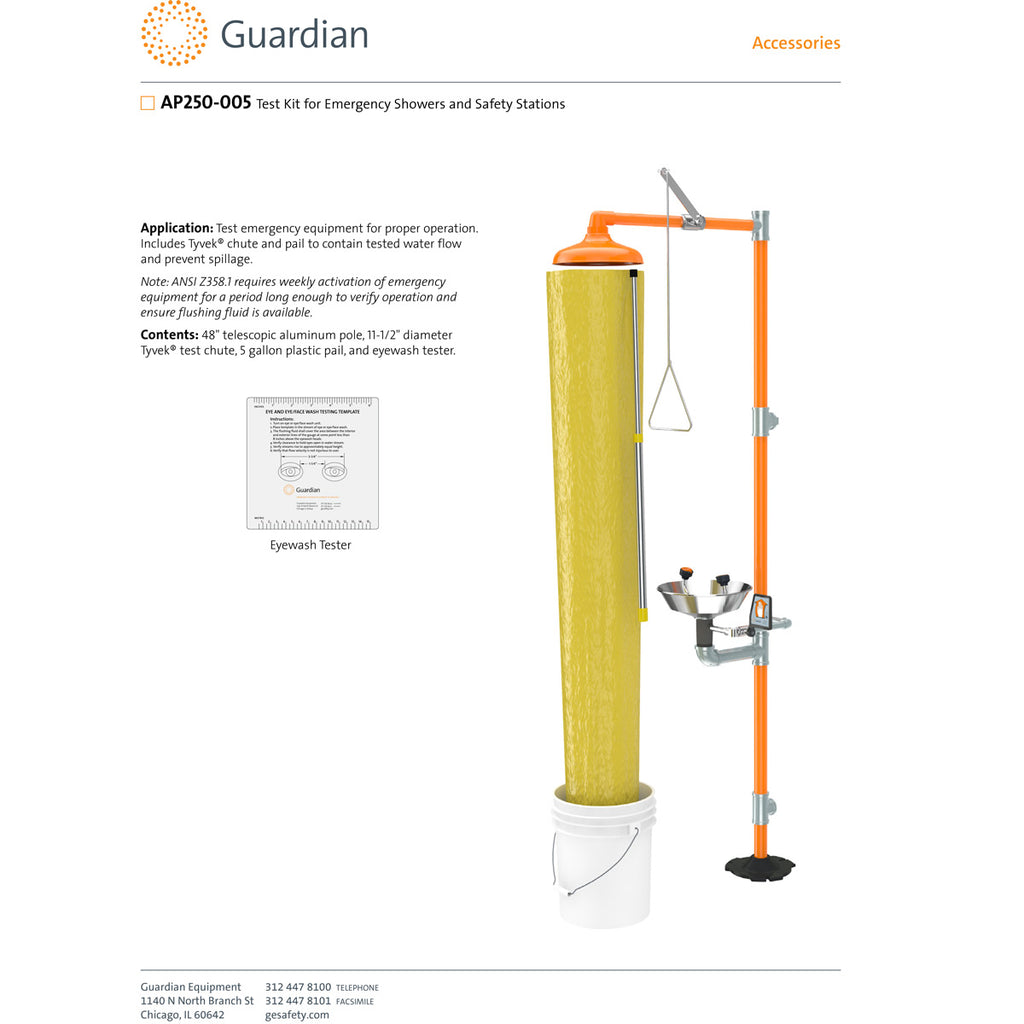 Guardian AP250-005 Emergency Shower Test Chute Kit with Pail ...