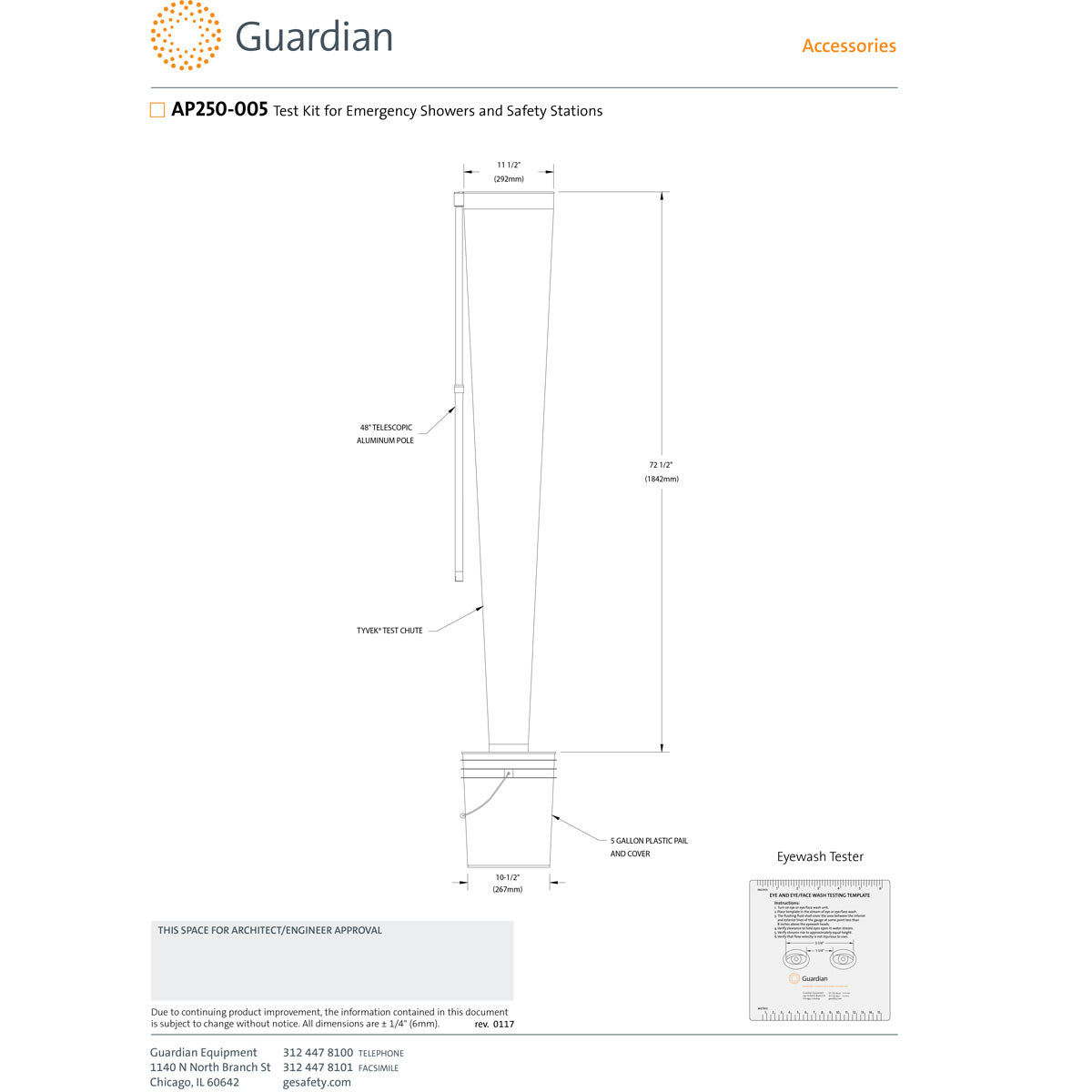 Guardian AP250-005 Emergency Shower Test Chute Kit with Pail ...
