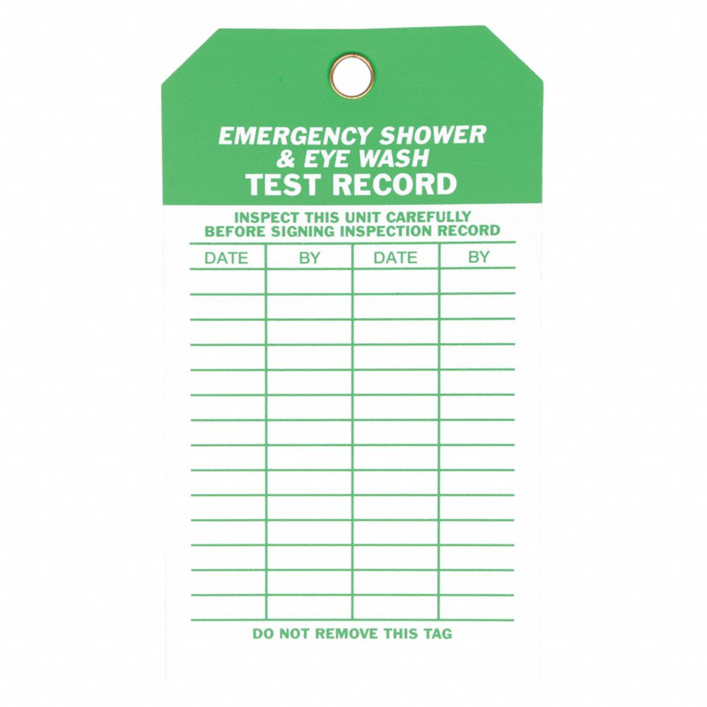 Top Brand Eye Wash/Shower Inspection Tag, Emergency Shower & Eye Wash