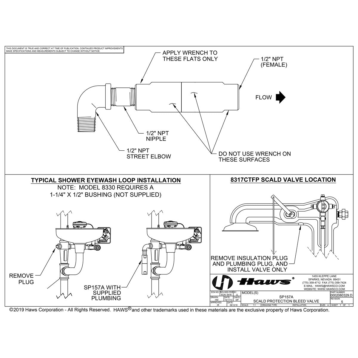 Haws SP157A Scald Protection Valve | EyewashDirect.com