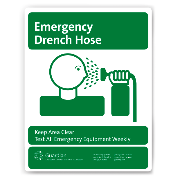 Guardian 250-006G Drench Hose Sign | EyewashDirect.com