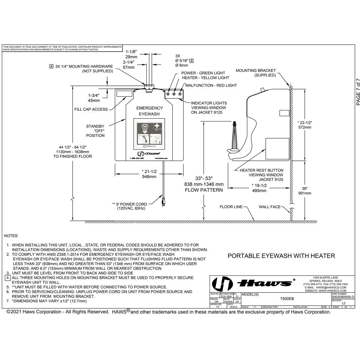 Haws 7500EB Portable Eyewash Station 16 Gallon | EyewashDirect.com