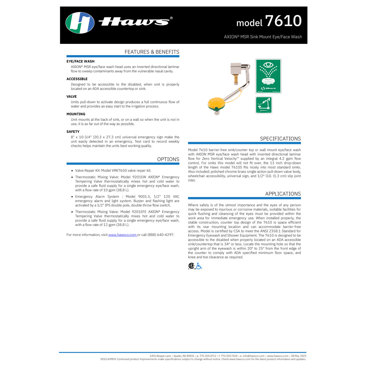 Haws 7610 Barrier Free Swing-Down Eyewash Station | EyewashDirect.com